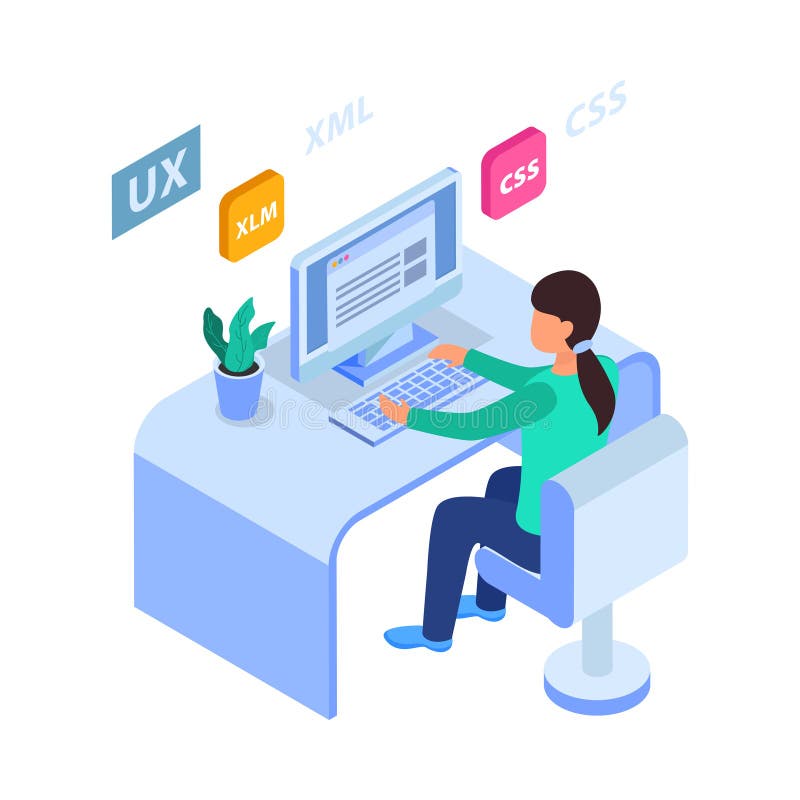 Web Development Workplace Composition Stock Vector - Illustration of ... Web Development Workplace Composition Stock Vector - Illustration of ...