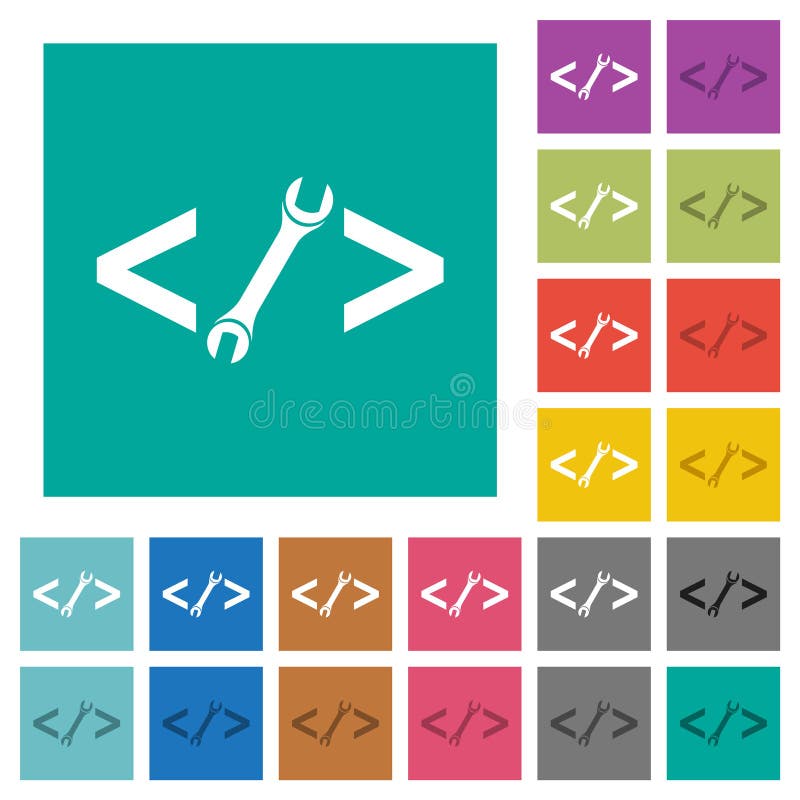 Web Development with Wrench Square Flat Multi Colored Icons Stock ...