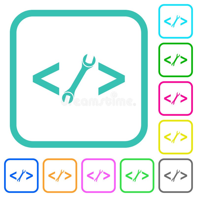 Web Development with Wrench Vivid Colored Flat Icons Stock Vector ...