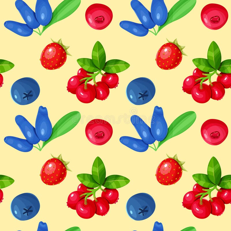 Different Berries Seamless Pattern. Berry Design for Wrapping Paper ...