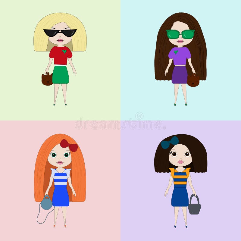 Dolls. Collection of Dolls. Stock Illustration - Illustration of design ...