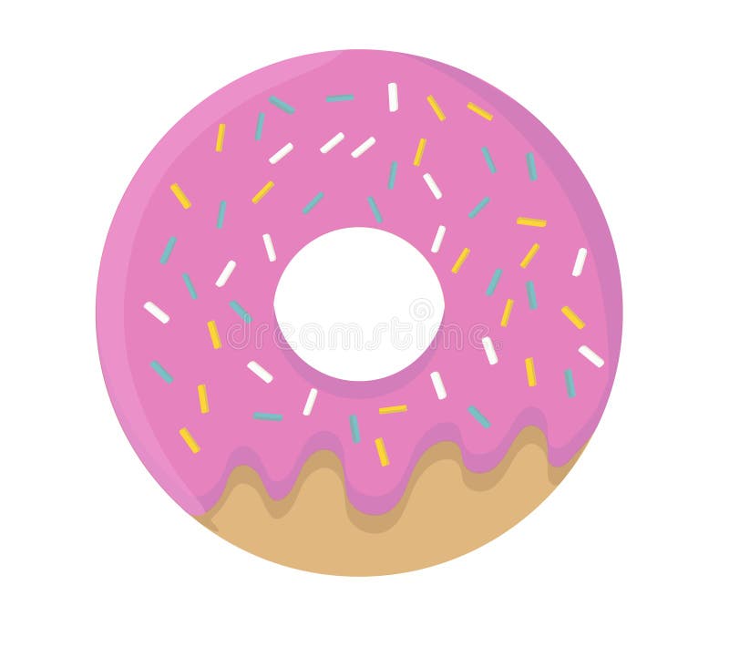 Donut Vector Isolated Sweet Pink Decorated Doughnut Illustration Stock ...