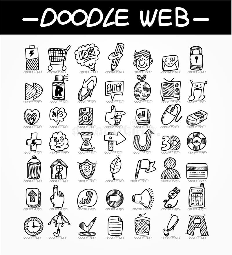 Cartoon Doodle Eco Icon Set Stock Vector - Illustration of earth, house ...