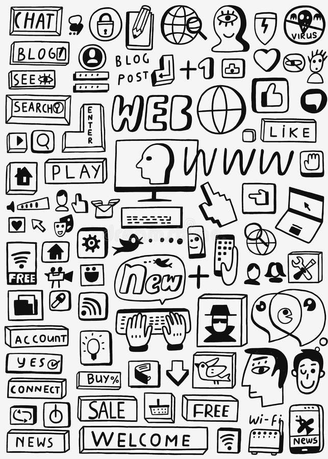 Information Technology Vector Doodle Set , Design Elements Stock Vector ...