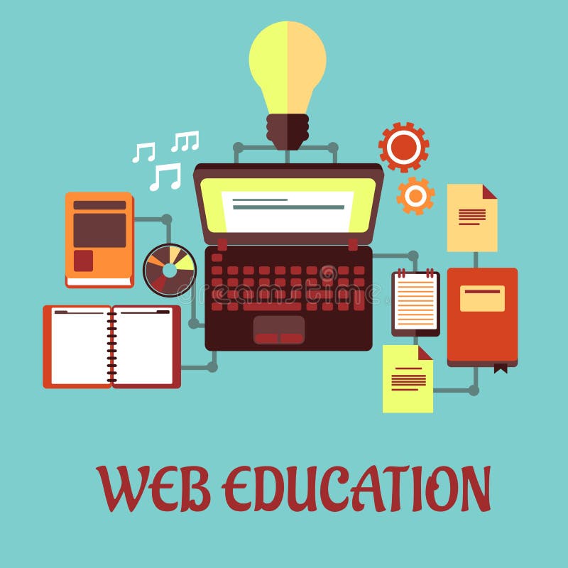 Web education flat concept stock vector. Illustration of book - 45581486