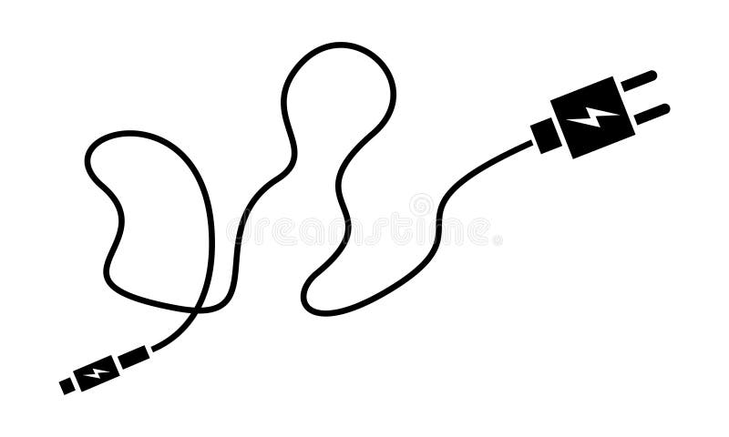 Electric Plug Vector Icon. Charger To Phone. Electrical Cord or Cable ...