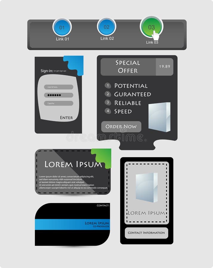 Set of Various Design Elements for Web Stock Vector - Illustration of ...