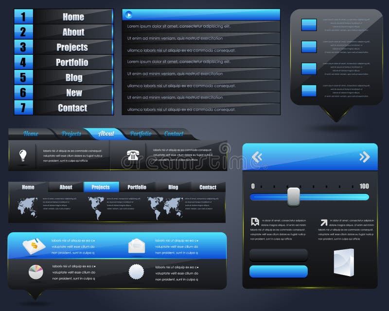 Flat Web Design Elements, Buttons, Icons. Templates for Website. Stock ...