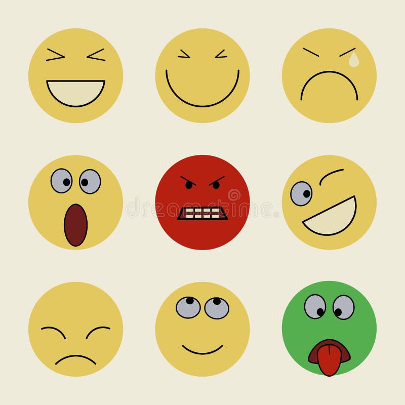 Emoticons Set. Vector Isolated Stock Illustration - Illustration of ...