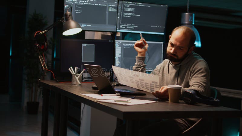 Web Engineer Thinking About Programming Solution Stock Image Image Of Database Security