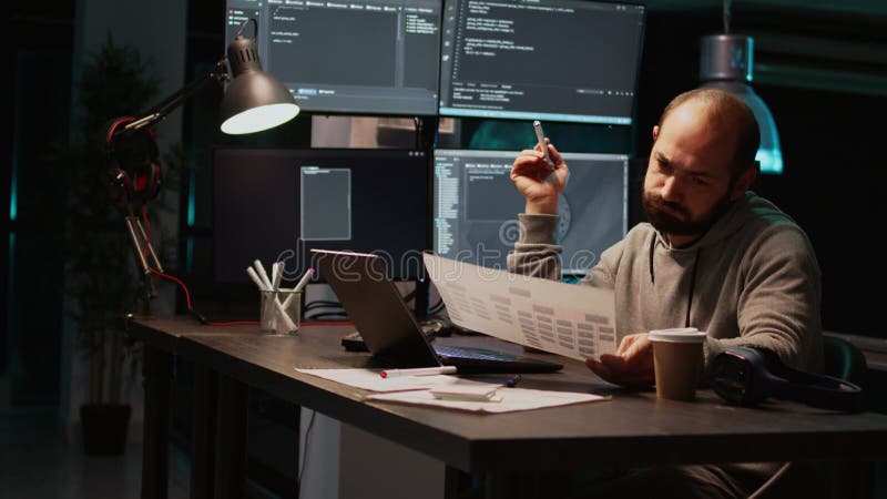 Web Engineer Thinking About Programming Solution Stock Video Video Of Brainstorming Code