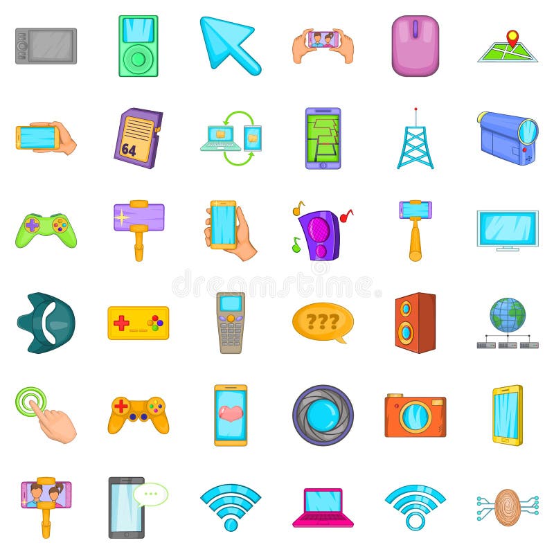 Web Equipment Icons Set, Cartoon Style Stock Vector - Illustration of ...