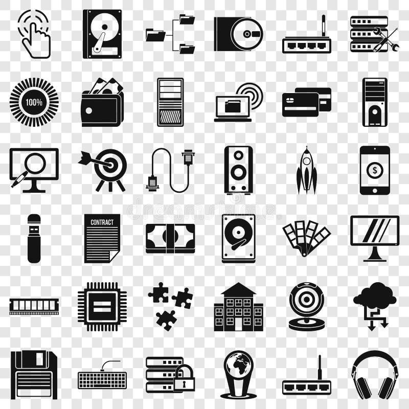 Web Extension Icons Set, Simple Style Stock Vector - Illustration of ...