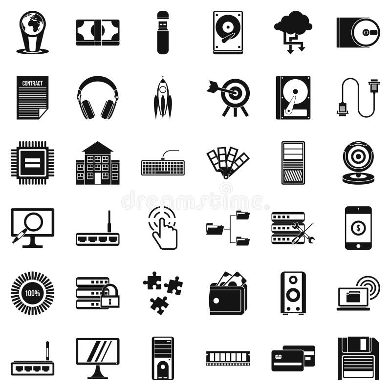 Web Extension Icons Set, Simple Style Stock Vector - Illustration of ...