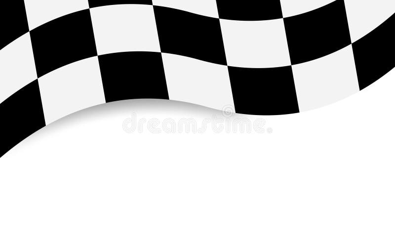 Finishing Flag with Shadow on White Background. Black and White ...