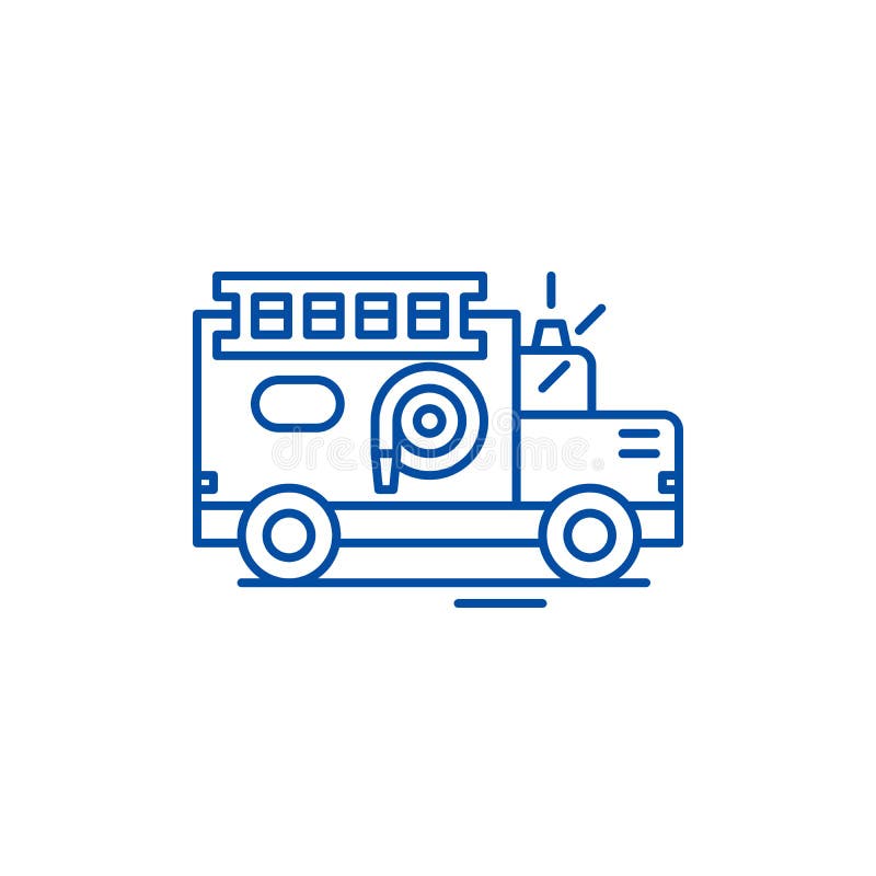 Fire Engine Line Icon Concept. Fire Engine Flat Vector Symbol, Sign ...