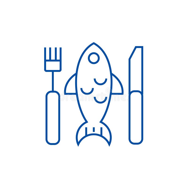 Fish Dish Line Icon Concept. Fish Dish Flat Vector Symbol, Sign ...