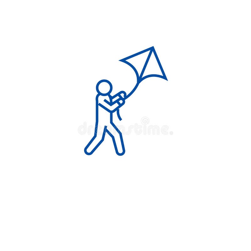 Flying Kite Line Icon Concept. Flying Kite Flat Vector Symbol, Sign ...
