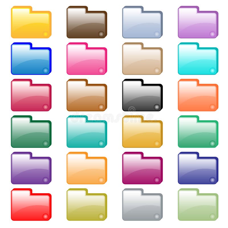 Web Folder Icons Assorted Colors Stock Vector - Illustration of office ...