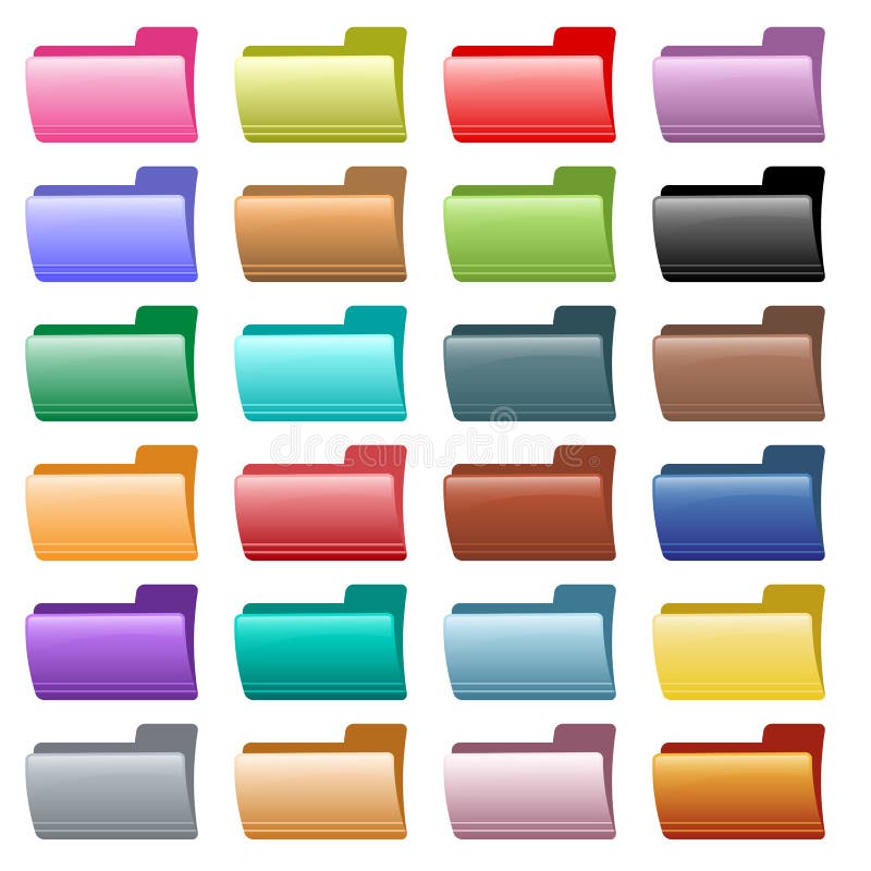 Web Folder Icons Assorted Colors Stock Vector - Illustration of office ...