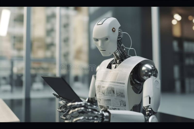 Document Digital Robot Ai Technology Office Paper Laptop Artificial ...