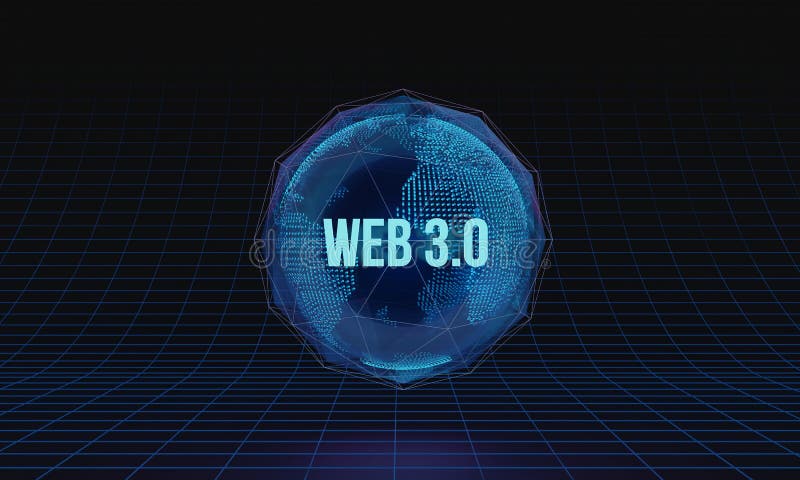 WEB 3.0 Future Internet Network with Cyberspace Globe, 3D Illustration ...