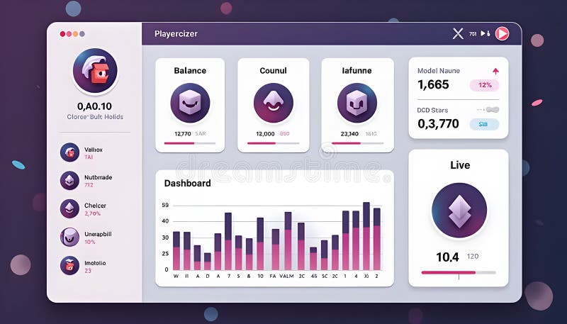 Web3 Gaming Dashboard with Live Token Stats Stock Illustration ...