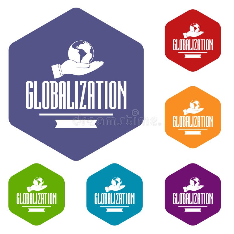 Web Globalization Icons Vector Hexahedron Stock Vector - Illustration ...