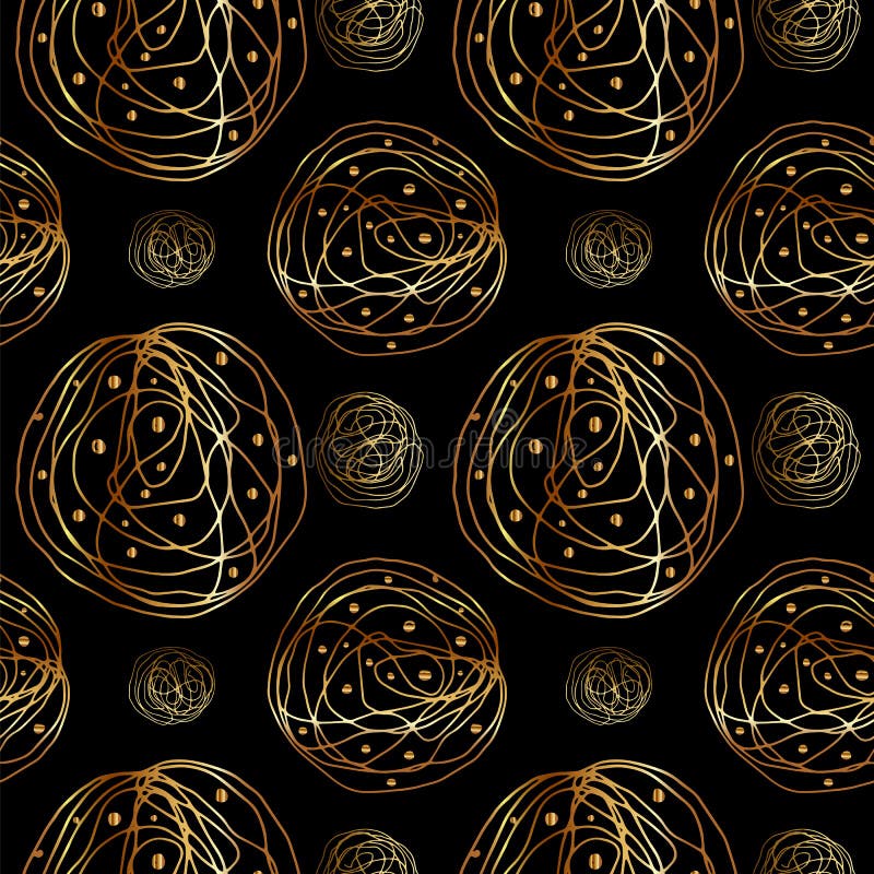 Gold Jewelry Decorative Balls Seamless Pattern. Hand Drawn Vector Stock ...