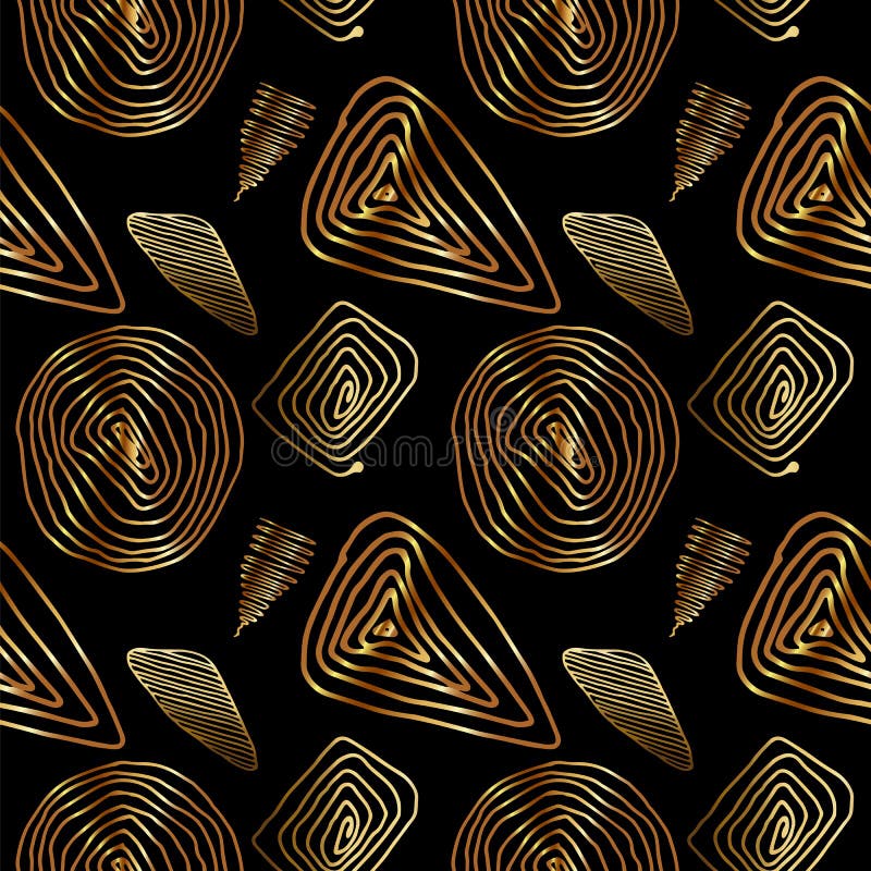 Gold Jewelry Decorative Elements Seamless Pattern. Hand Drawn Vector ...