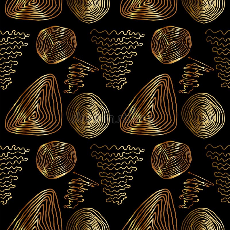 Gold Jewelry Decorative Elements Seamless Pattern. Hand Drawn Vector ...