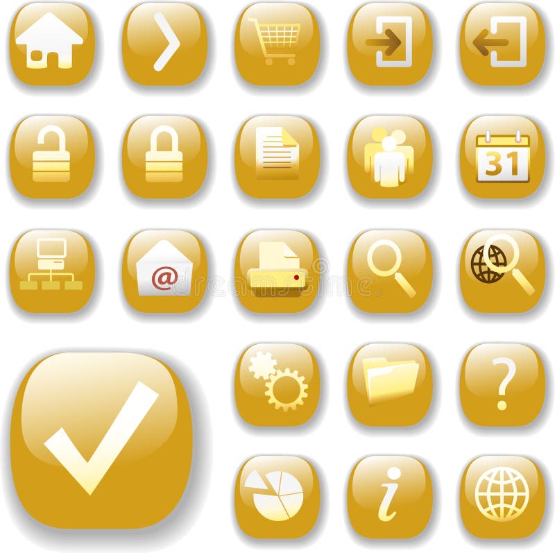 Gold Luxury Basic Web Icons V2 Stock Vector - Illustration of magnifier ...