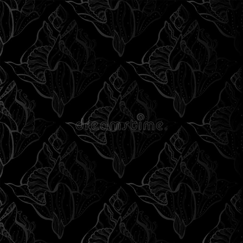 Gothic Seamless Pattern on a Black Background. Stock Illustration ...
