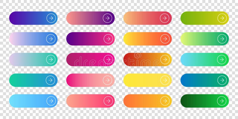 Web Gradienr Buttons. Color Rounded Button Collection Stock Vector ...