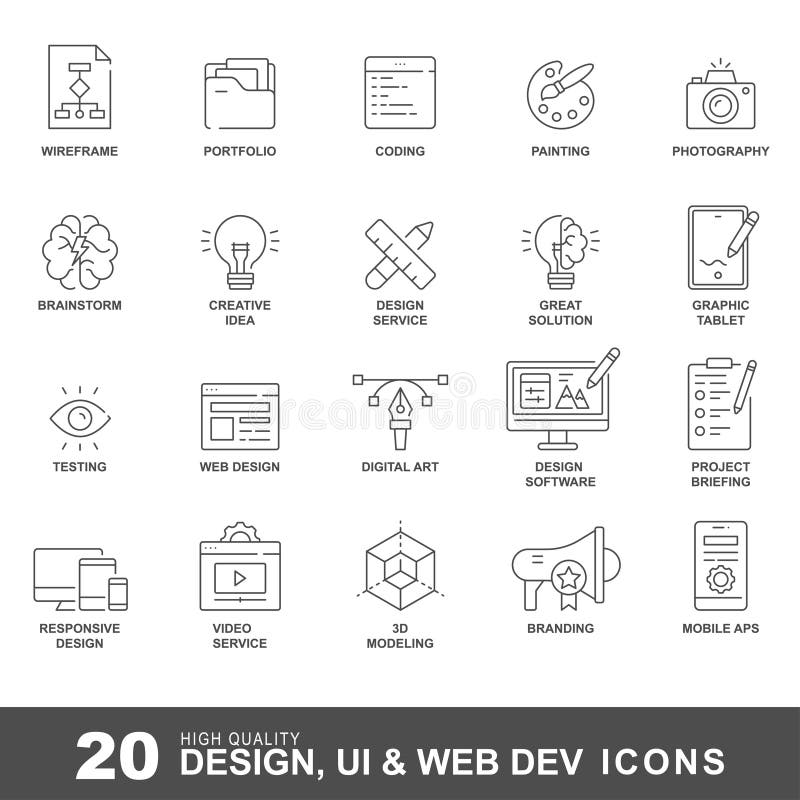 Web and Graphic Design Icons. Vector Creative and Development Icon Set ...