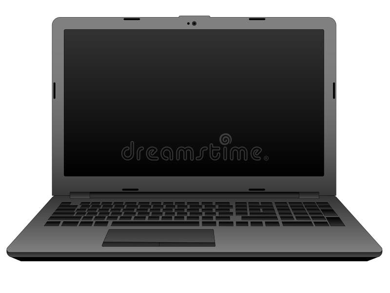 Gray Laptop Turned Off Front View. Stock Vector - Illustration of ...