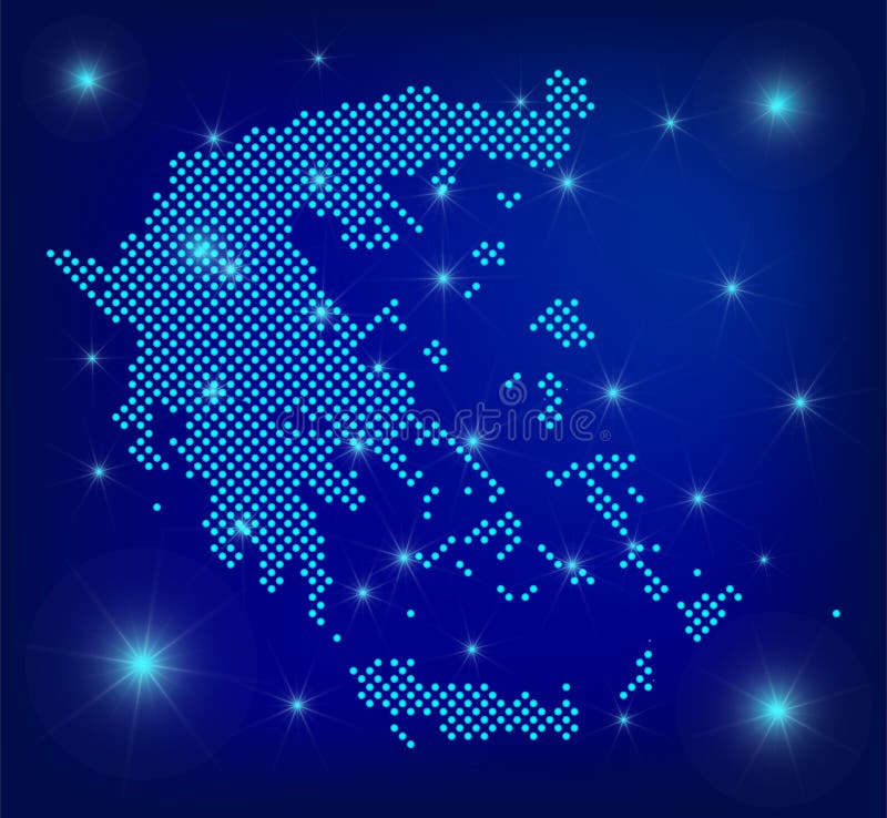 Greece Map in Blue. Dotted Map. Dots Hellenic Republic Map with ...