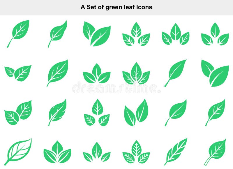 Leaf Green Icon Set Collection with Botanical Elements Stock ...