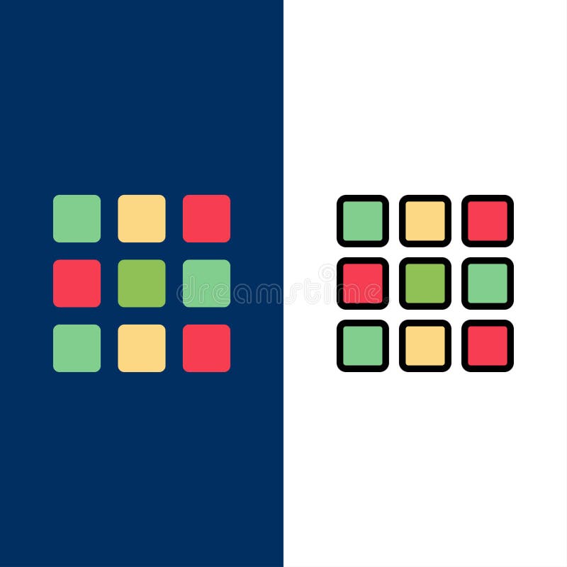 Web, Grid, Shape, Squares Icons. Flat and Line Filled Icon Set Vector ...