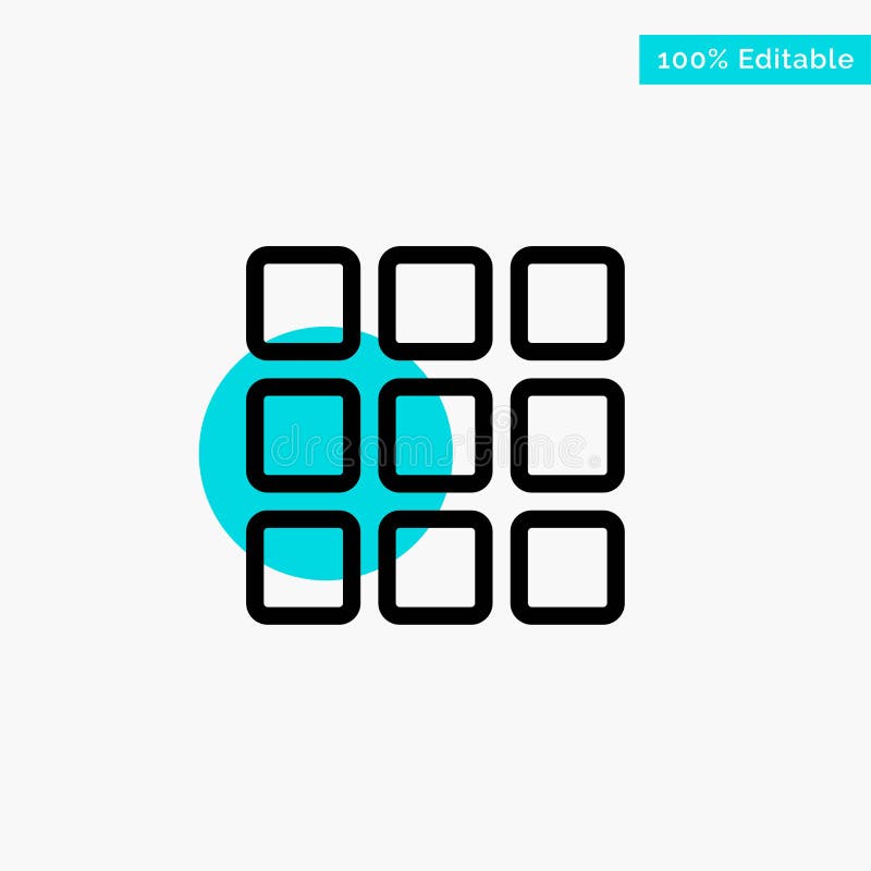 Web, Grid, Shape, Squares Turquoise Highlight Circle Point Vector Icon ...