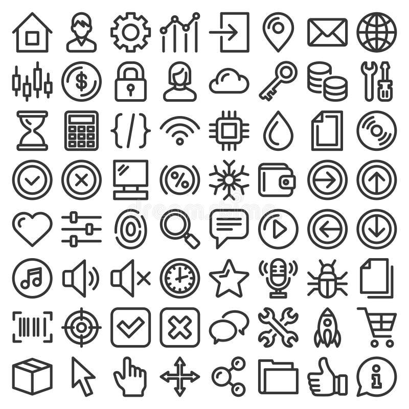 Web GUI Elements and Applications Screen Icons Big Set. Vector Stock ...