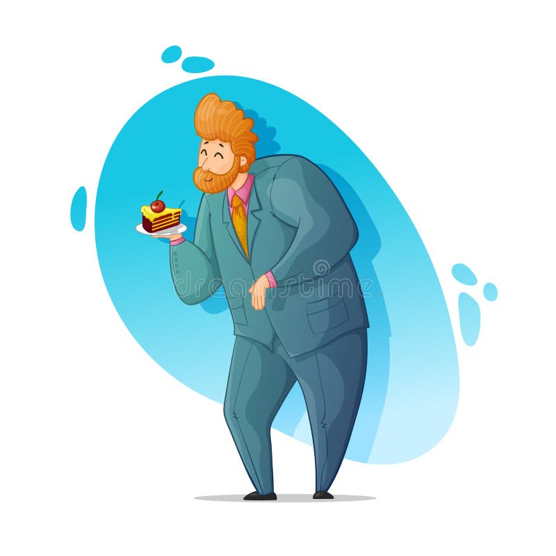 The Guy Holds the Cake in His Hands. Cake Lover Stock Vector ...