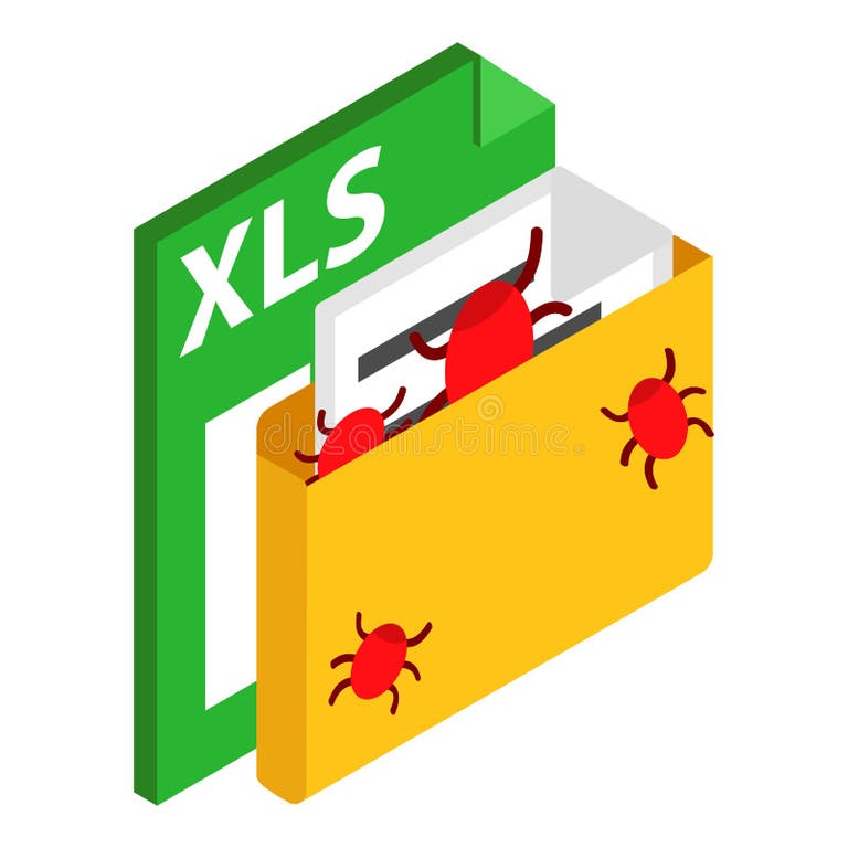 Web Hacking Icon Isometric Vector. Bug Attack on Document Xls File ...