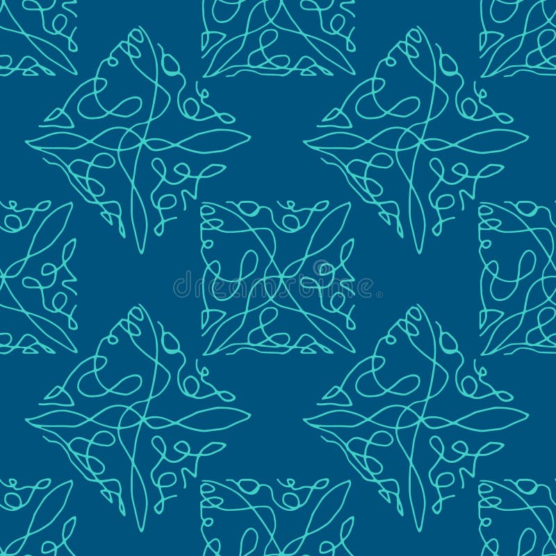 Hand Drawn Abstract Seamless Texture on a Blue Background. Stock ...