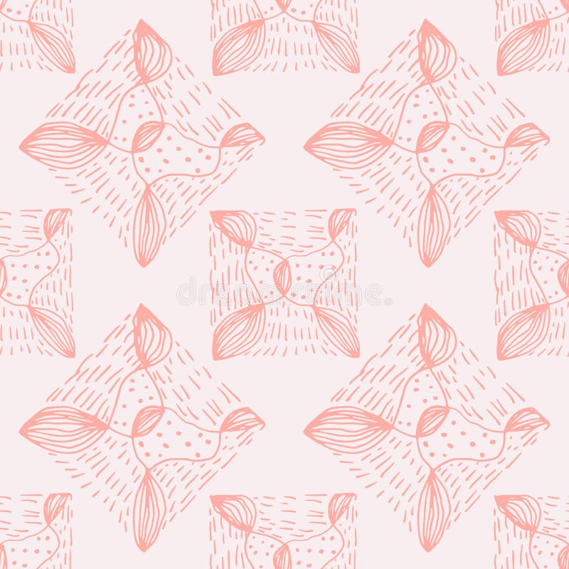 Abstract Hand-drawn Seamless Cream Background with Curved Lines. Vector ...