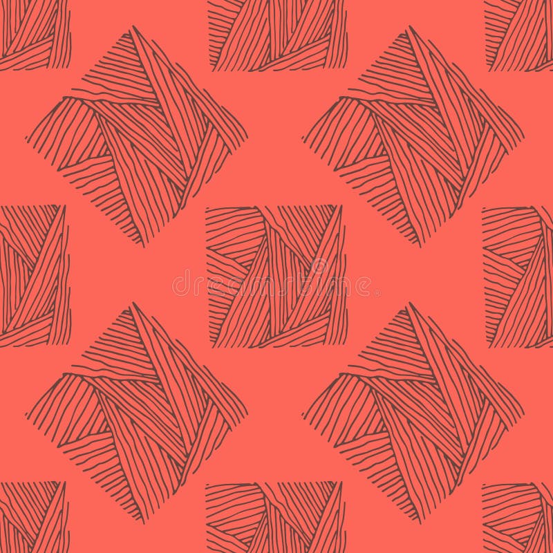 Hand Drawn Abstract Seamless Texture on a Red Background. Stock ...