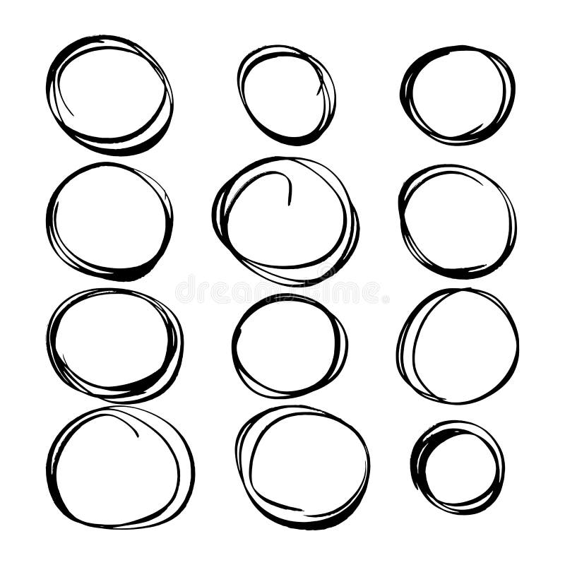 Hand-drawn Circles Set. Vector Black and White Stock Illustration ...