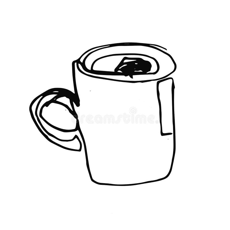 Cup Sketch by Hand. Vector Monochrome Isolated. Stock Illustration ...