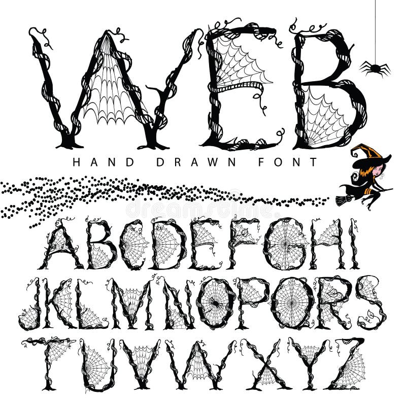 Web Hand Drawn Font Alphabet Stock Vector - Illustration of holiday ...