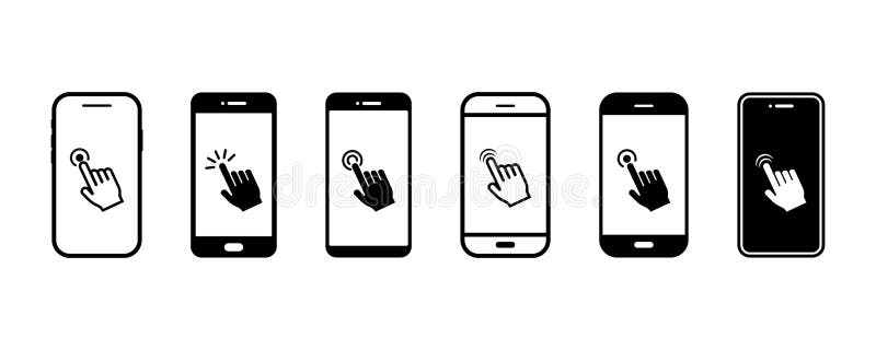 Hand Touch on Screen Smartphone. Finger Touch in Phone Stock Vector ...